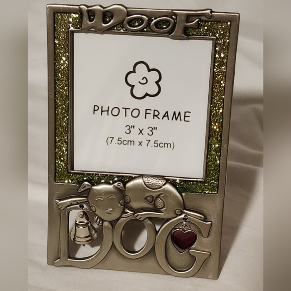 Other | Woof Metal Photo Frame With Green Sparkle Accent Border For Dog ...
